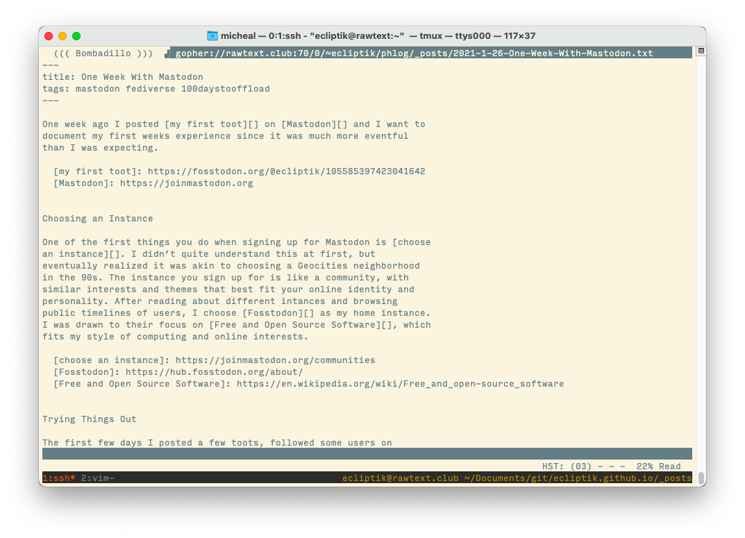Making a Gopherhole and Phlog | micheal@ecliptik.com